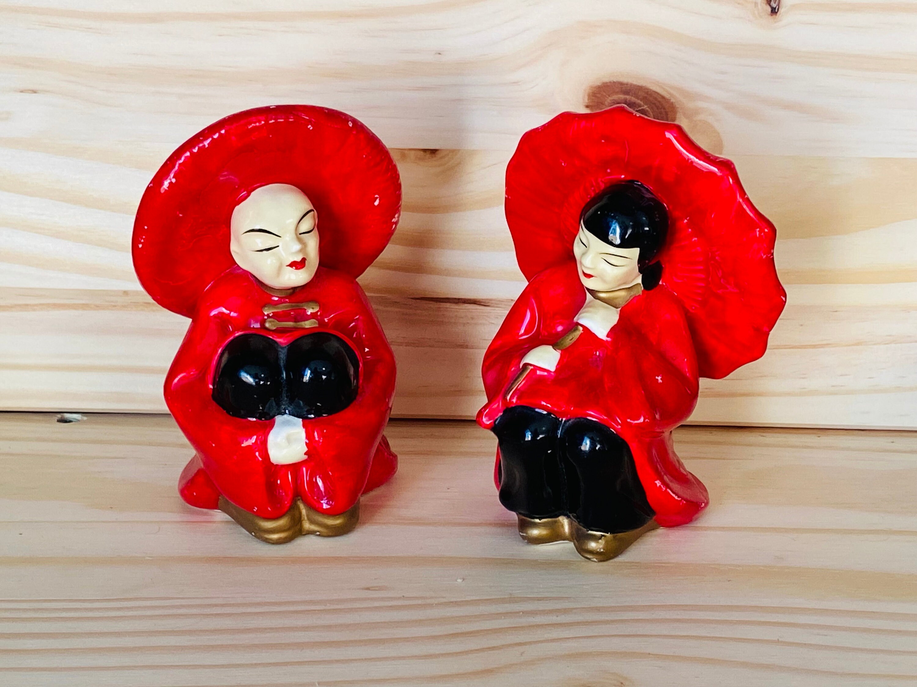 Vintage Ceramic Asian Figurines Mid Century Decor 1960s Man - Etsy