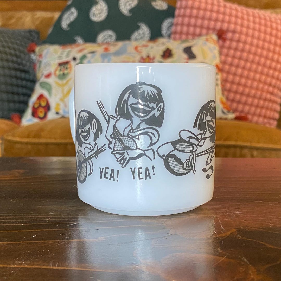 Vintage Federal Milk Glass Mug Cup the Beatles YEA YEA YEA Fab 4 - Etsy