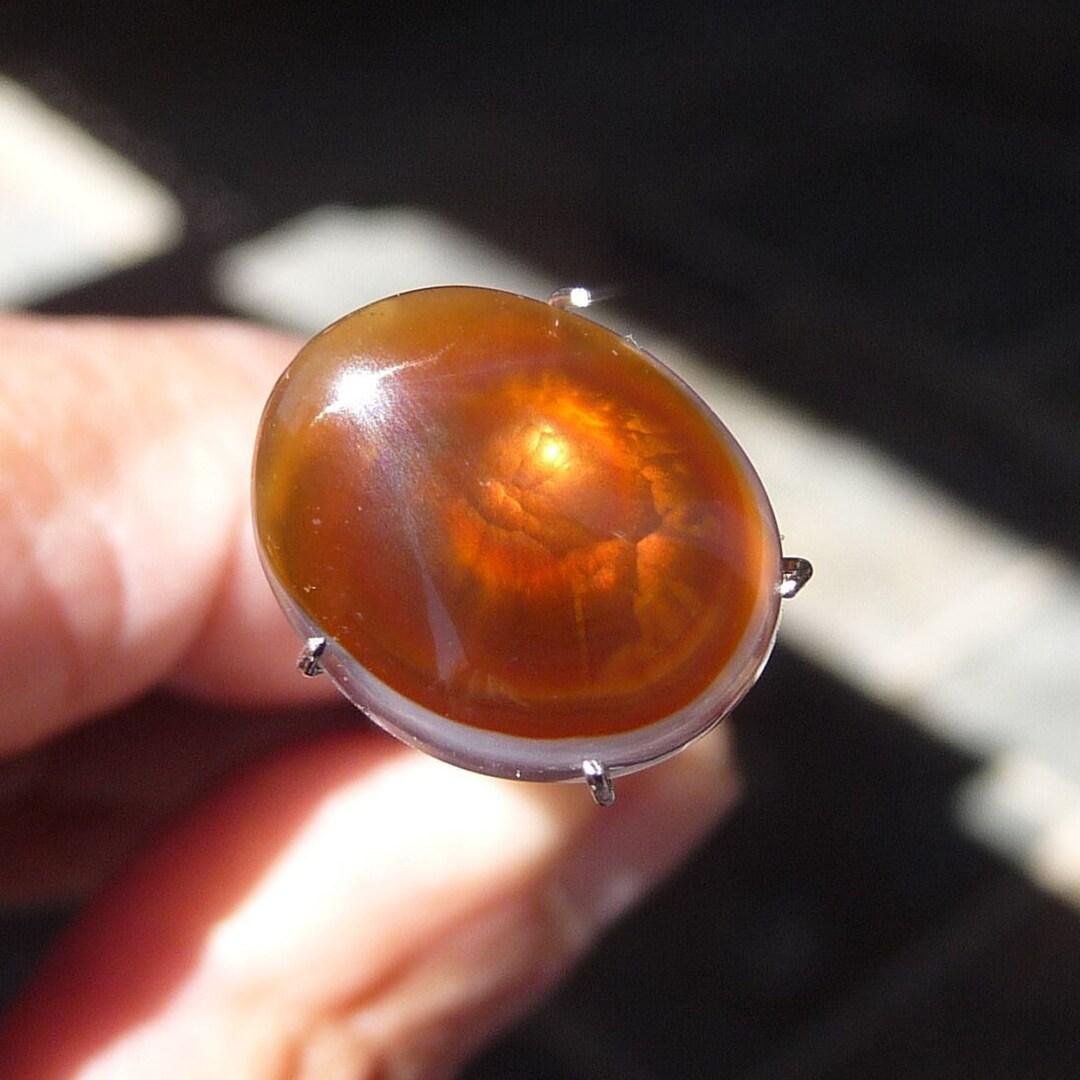Natural Hand Cut SMALL Fire Agate (3.75 Carats) Cabochon From Arizona ...