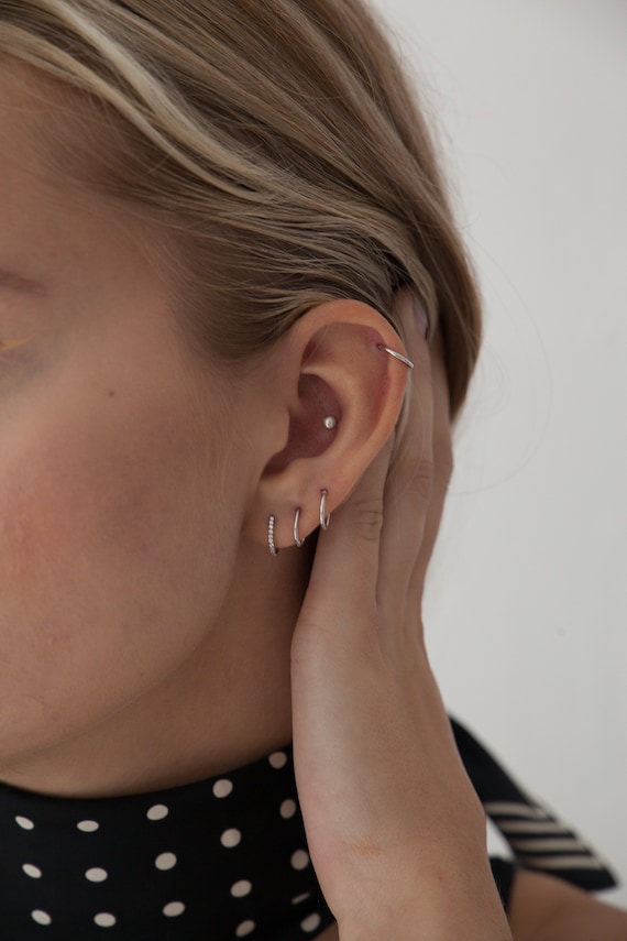 White guaranteed gold cartilage earrings