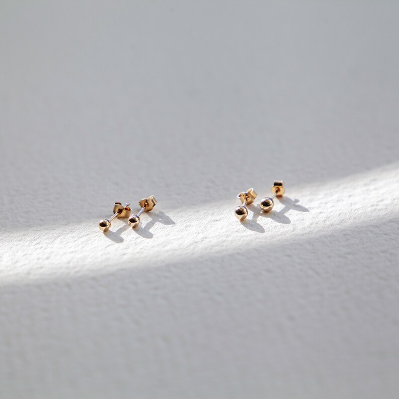 3mm Gold Ball Studs Tiny Solid Gold Studs Small 9ct Gold - Etsy UK