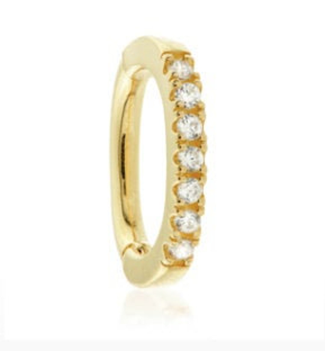 14ct Gold Oval Rook Cartilage Earring CZ Cartilage Hoop - Etsy