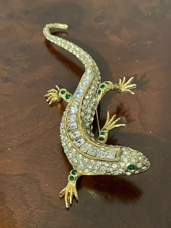 Vintage goldtone gecko lizard - Gem