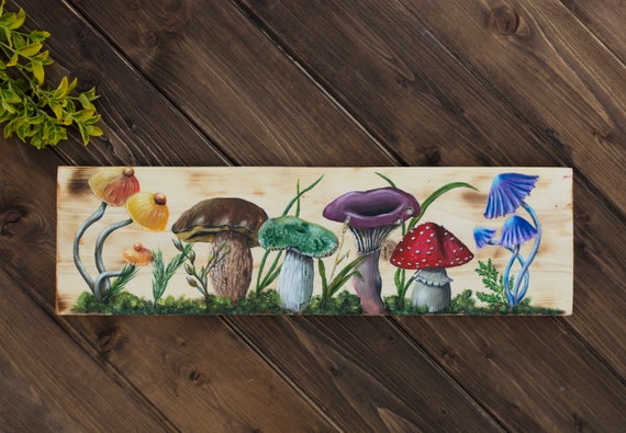 Mushroom Decoration Hand Painted Rustic Farmhouse Kitchen - Etsy