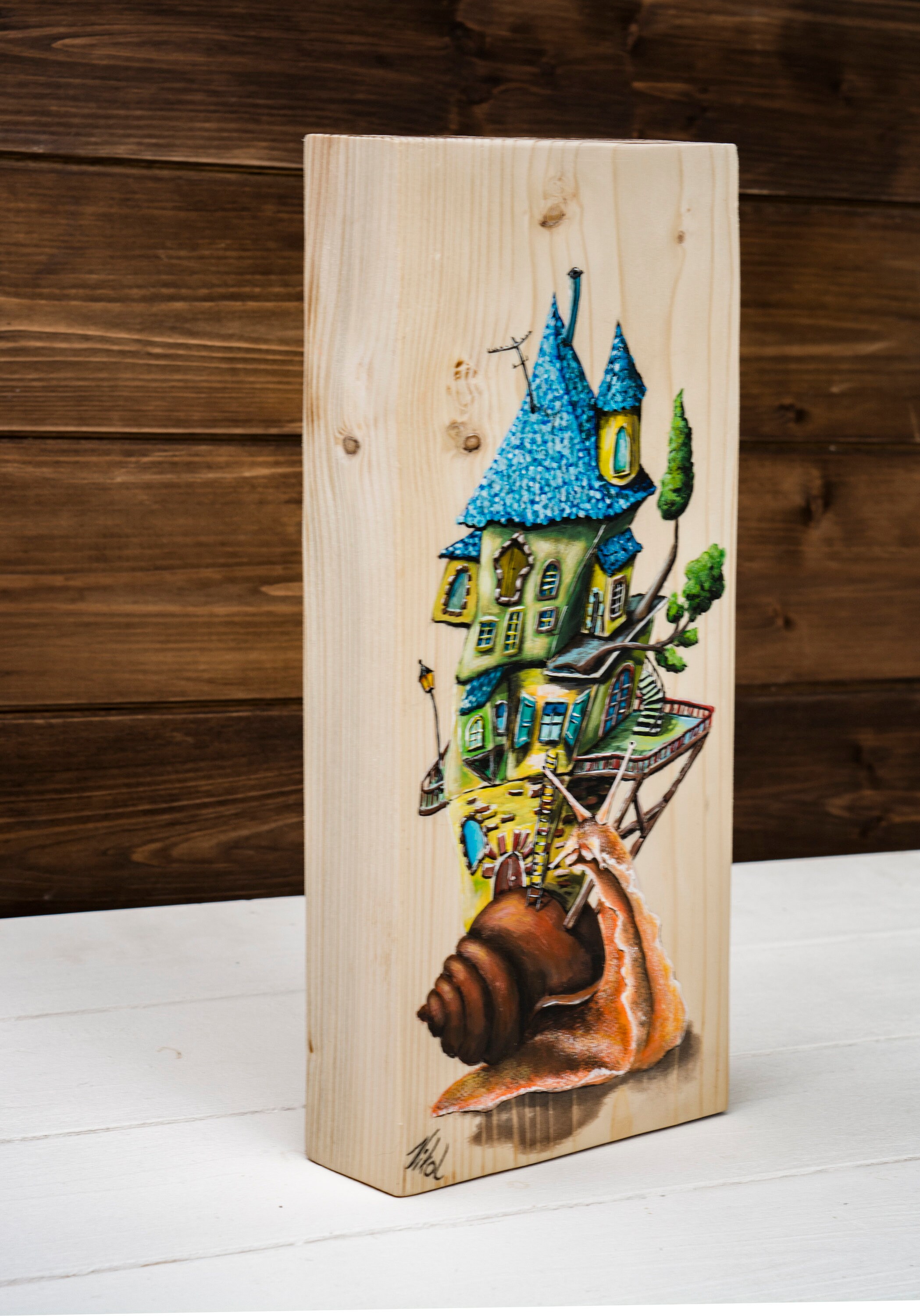 Snail House Castle Fantasy Art Hand Painted Wooden - Etsy