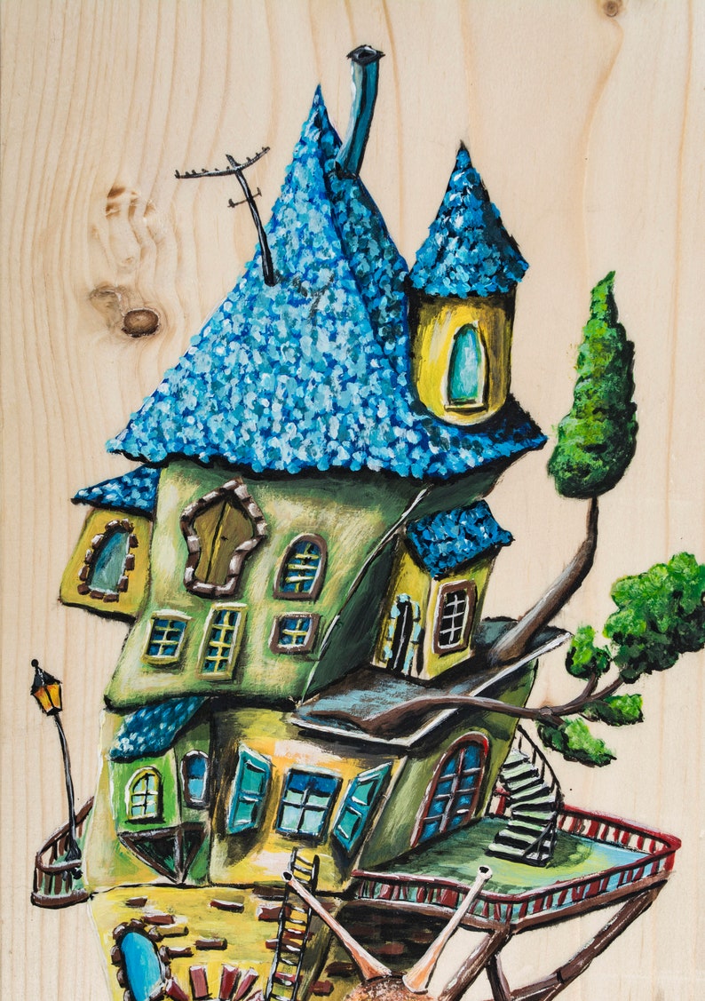 Snail House Castle Fantasy Art Hand Painted Wooden - Etsy
