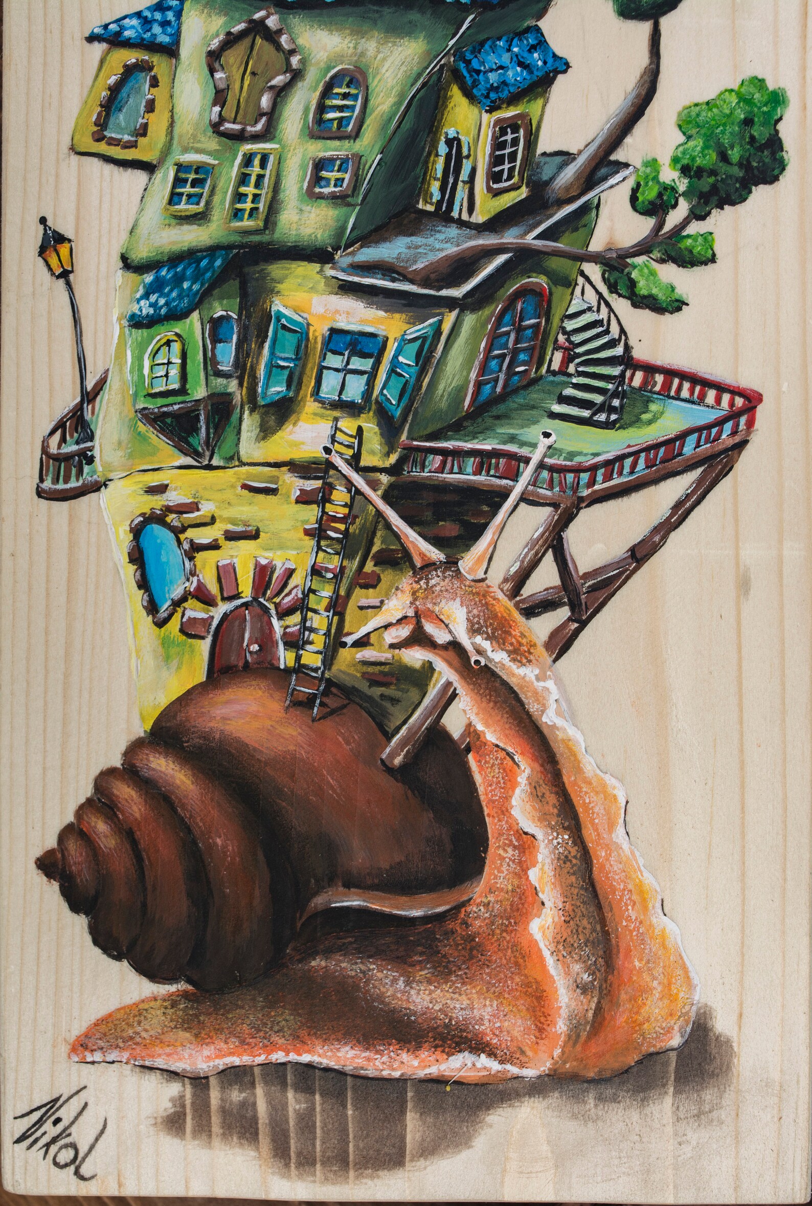 Snail House Castle Fantasy Art Hand Painted Wooden - Etsy