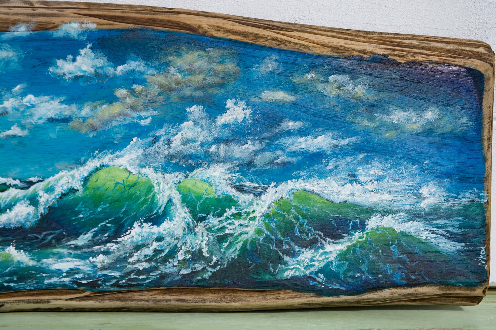 Ocean Wave Painting on Rustic Wood Seascape Wall Art - Etsy