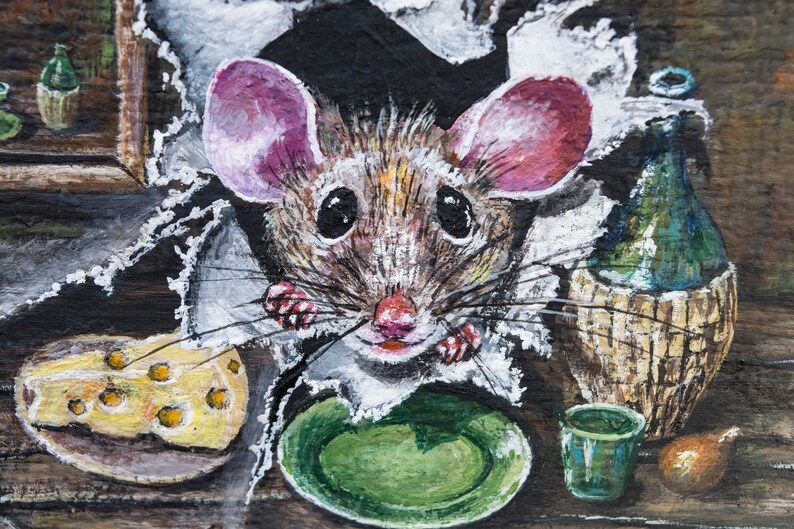 Peeping Mouse Framed Painting Small Gallery Artwork Original - Etsy
