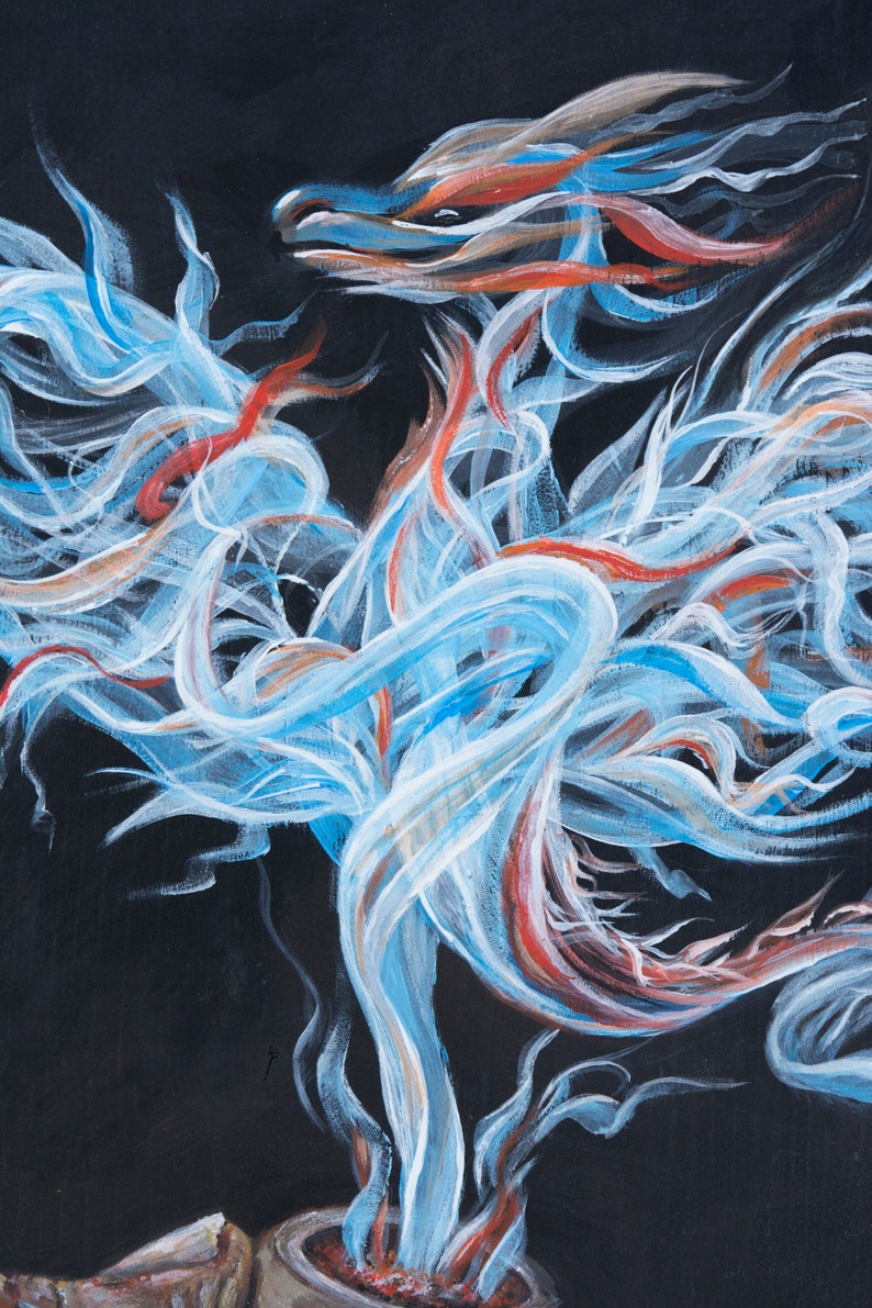 The Tale of Grandpa Acrylic Painting on Wood Smoke Dragon - Etsy