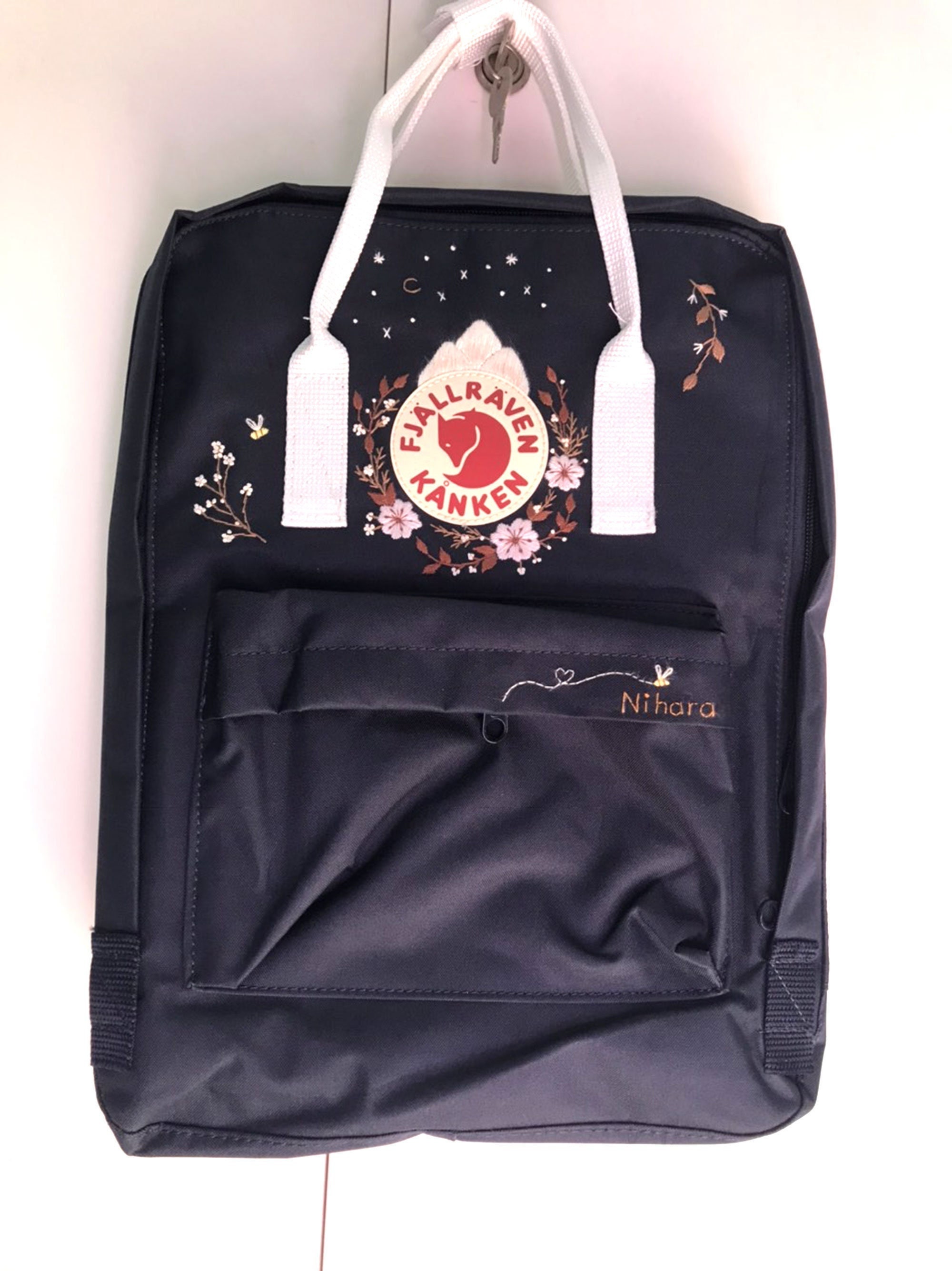 Kanken Backpack Embroidered Flowers, Mountain Embroidered, Laptop Bag ...