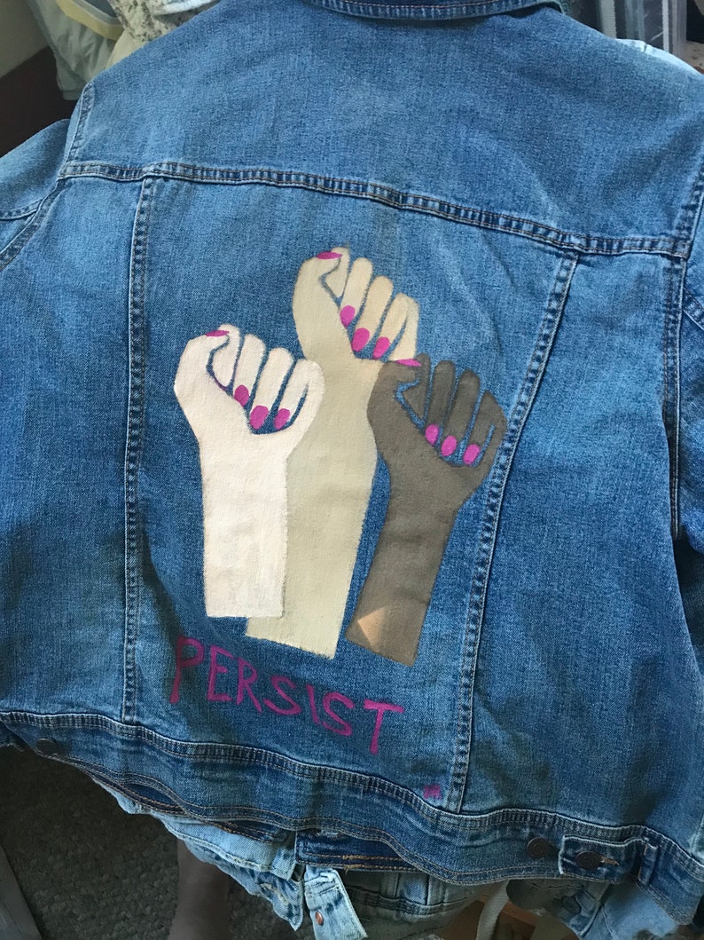 Denim Jean Jacket, Hand-painted Inspired by the Me Too Movement Women ...