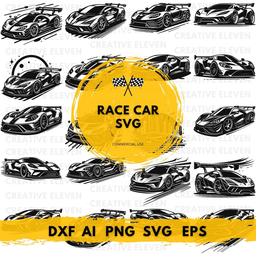 Race Car SVG Bundle, Sport Car Cut Files, Racing Clipart for Cricut ...