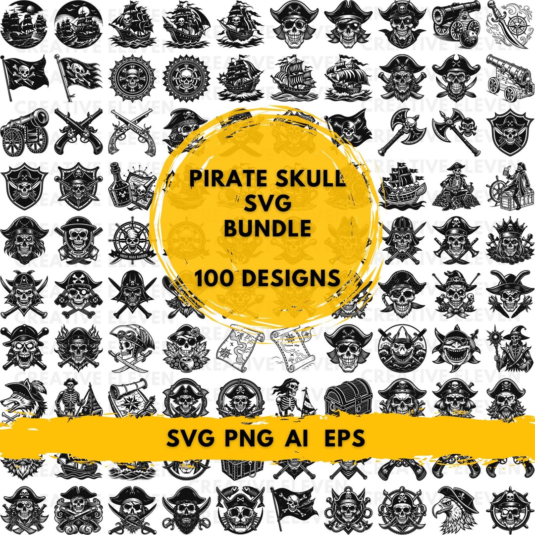 Pirate SVG Bundle, Skull and Crossbones SVG, Pirate Map Svg, Nautical ...
