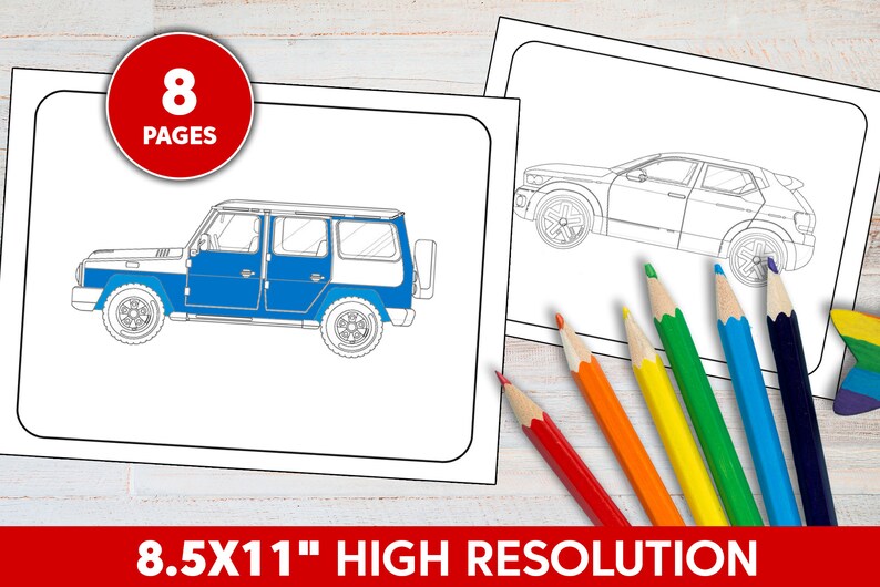 Car Coloring Pages For Party Games Happy Birthday Cars PDF | Etsy