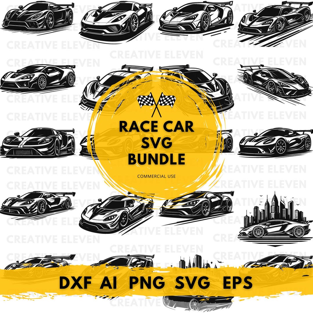 Race Car SVG Bundle, Racing SVG Files, Checkered Flag Clipart, Race Car ...