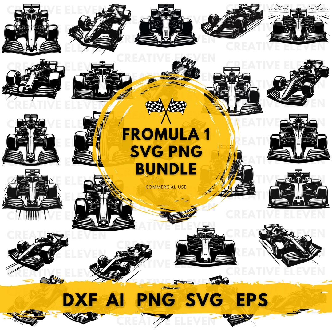 Formula 1 SVG Bundle, F1 Car Designs, Race Car Clipart, Formula One PNG ...