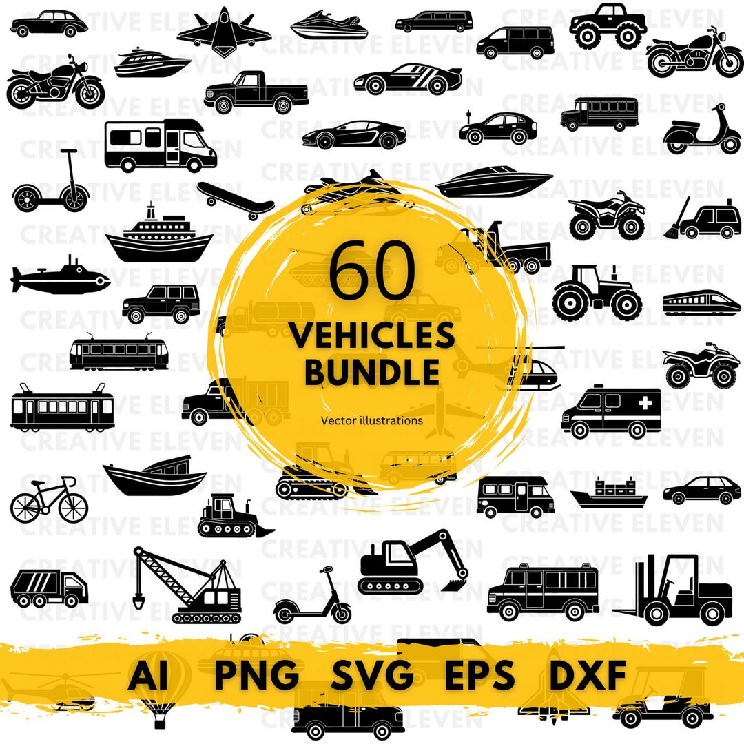 Vehicles SVG Bundle, Vehicle Icons Svg, Airplane Svg, Transportation ...