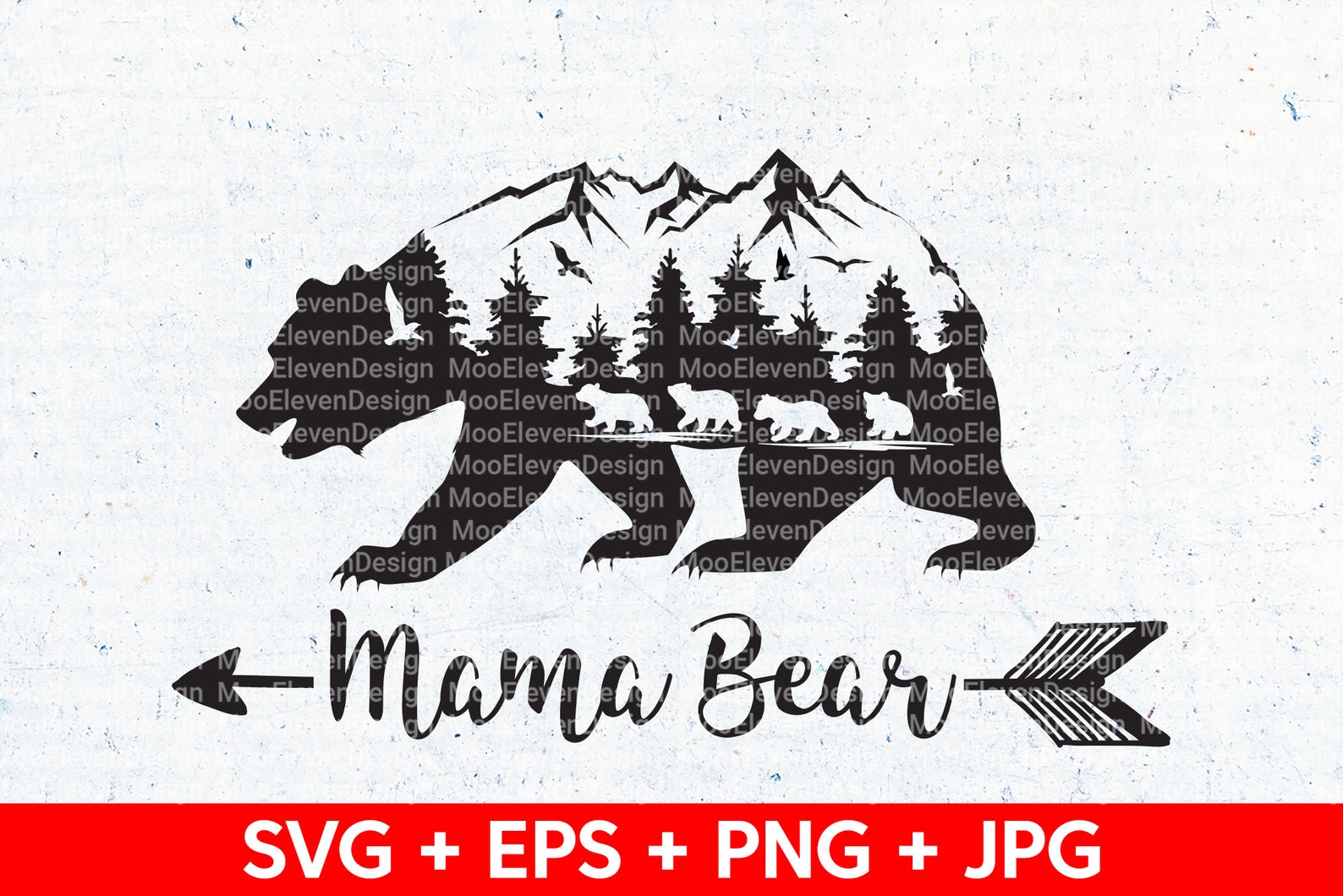 Mama Bear SVG Cut File Mountain Bear SVG With Four Cubs Bear - Etsy