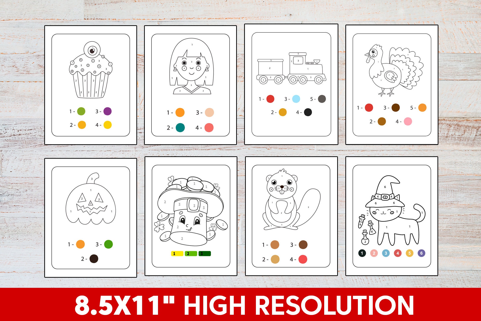 Color by Numbers Coloring Pages Printable Custom Color Book - Etsy
