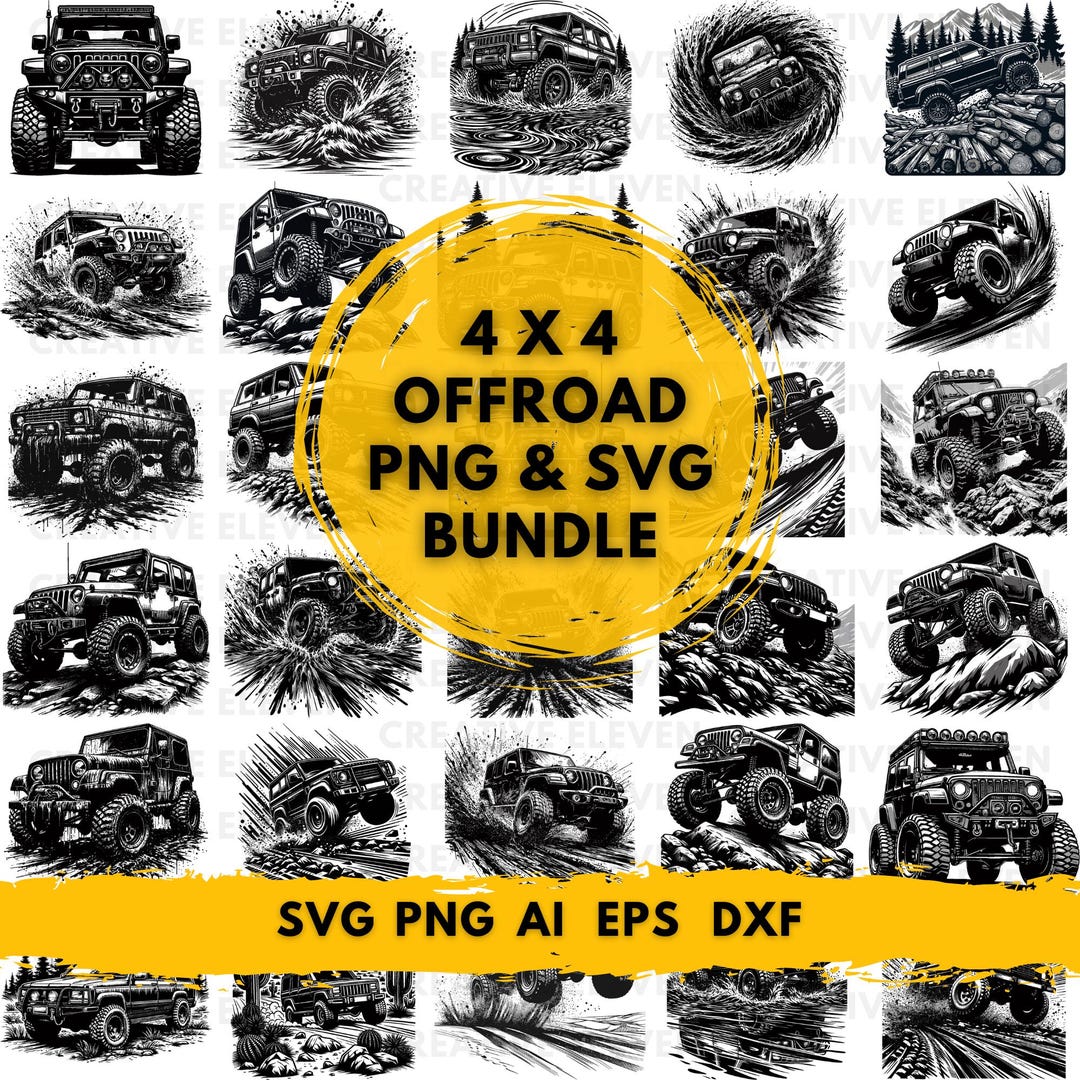 4x4 SVG | Offroad SVG Bundle | Monster Truck SVG Design | Off-road Car ...