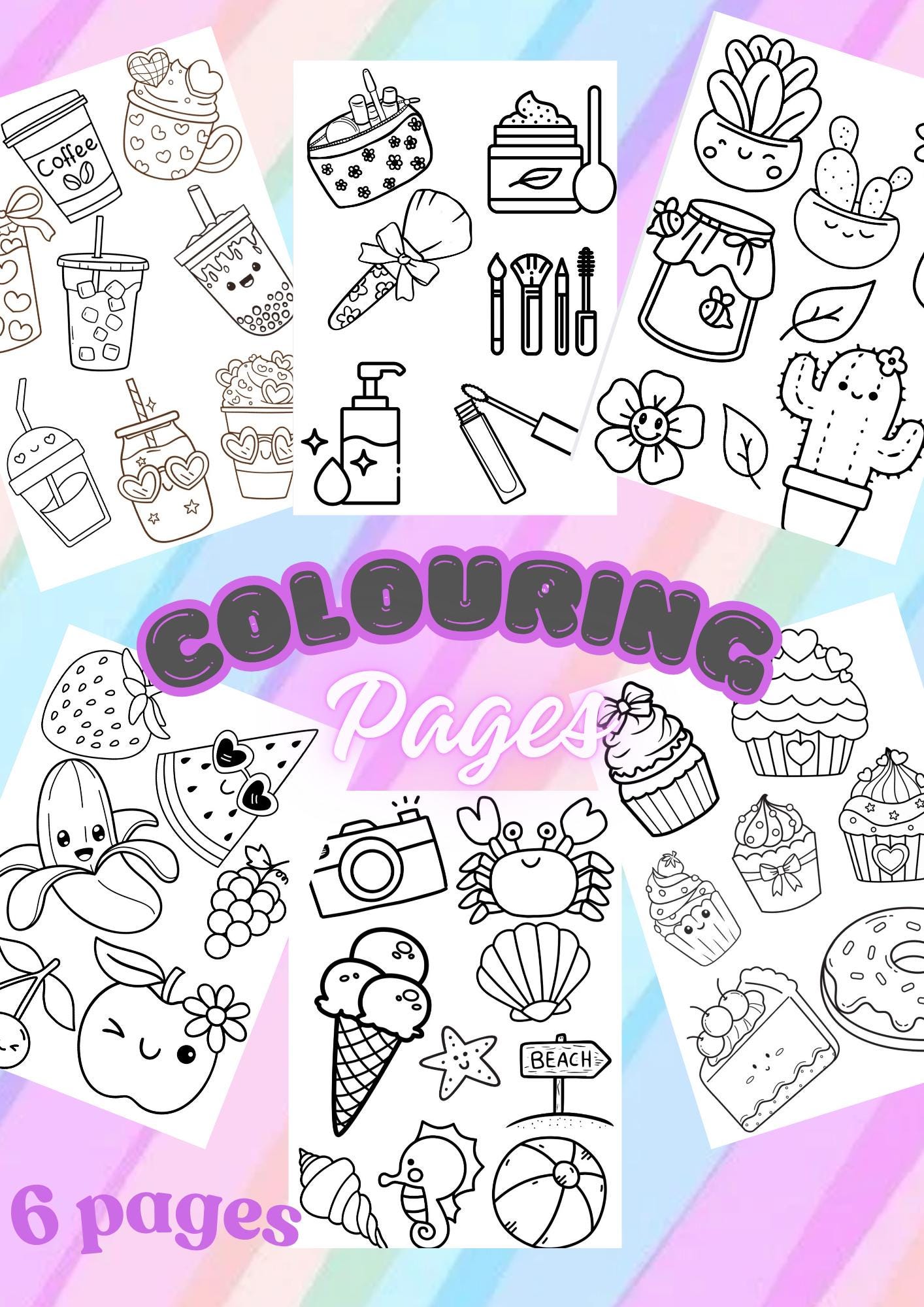 6 Colouring Pages Digital Download - Etsy