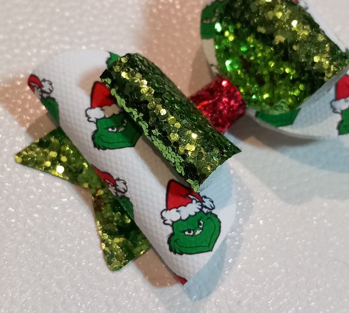 The Grinch Hair Bow Clip - Etsy