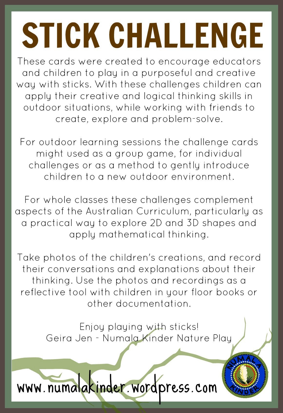Stick Challenge Cards - Etsy