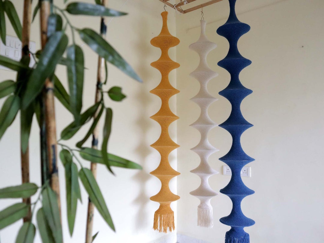 Modern Crochet Lights | Crochet Fisherman Lampshade | Boho Light Pendan ...