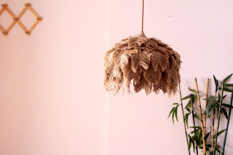 Boho Jute Pendant Light Handmade Jute Lampshade Macrame - Etsy