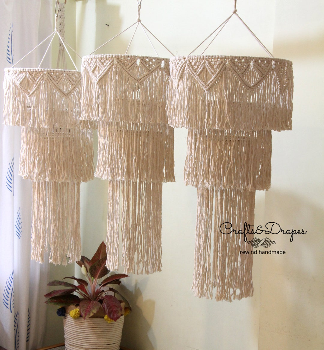 Boho Macrame Fringe Chandelier | Wedding Decor | Baby Shower | Macrame ...