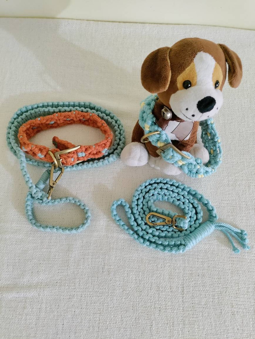 Adjustable Macrame Dog Collar and Leash Set Handmade Macrame - Etsy