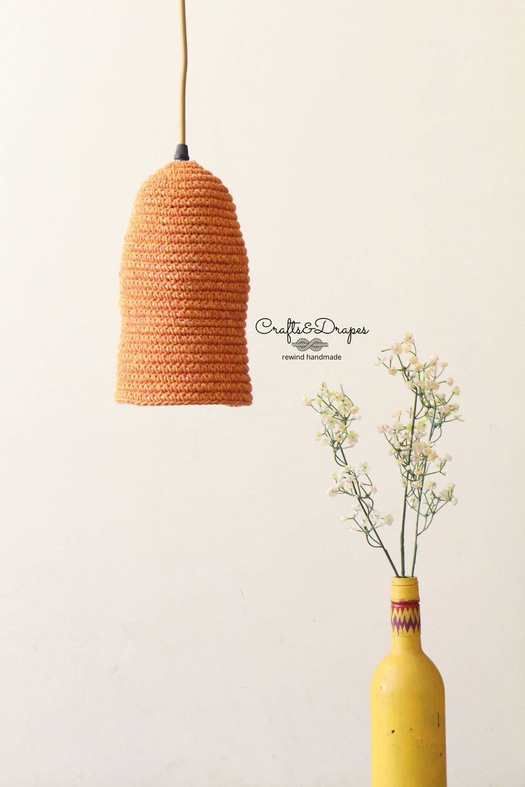 Crochet Light Boho Light Pendant Basket Light Suspension - Etsy