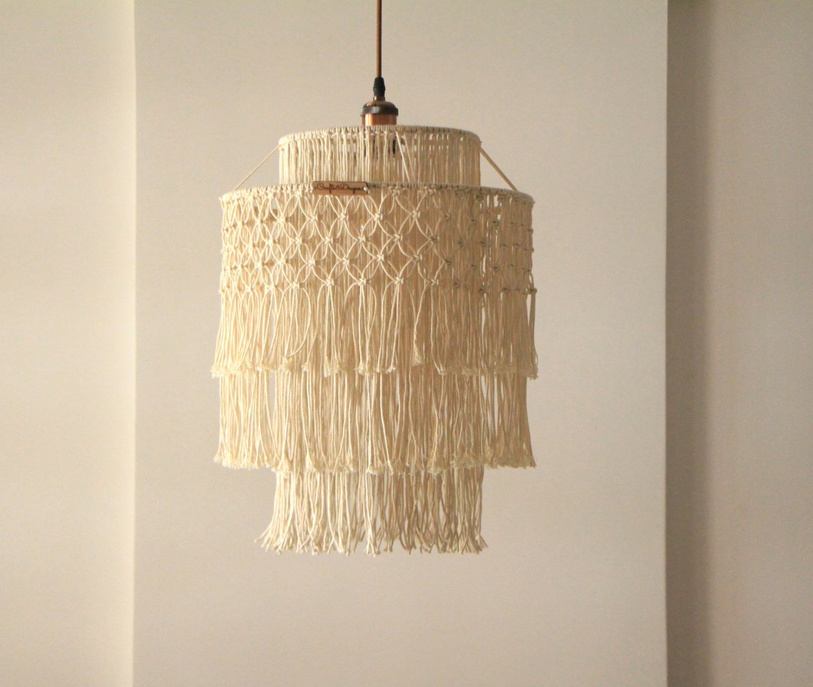 Boho Macrame Lampshade Rustic Raffia Lampshade Ceiling - Etsy