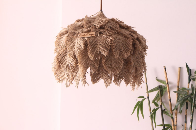 Boho Jute Pendant Light Handmade Jute Lampshade Macrame - Etsy