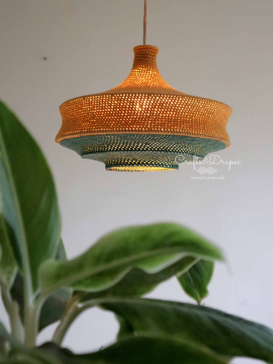 Crochet Suspension Light | Crochet Chandelier | Boho Light Pendant ...