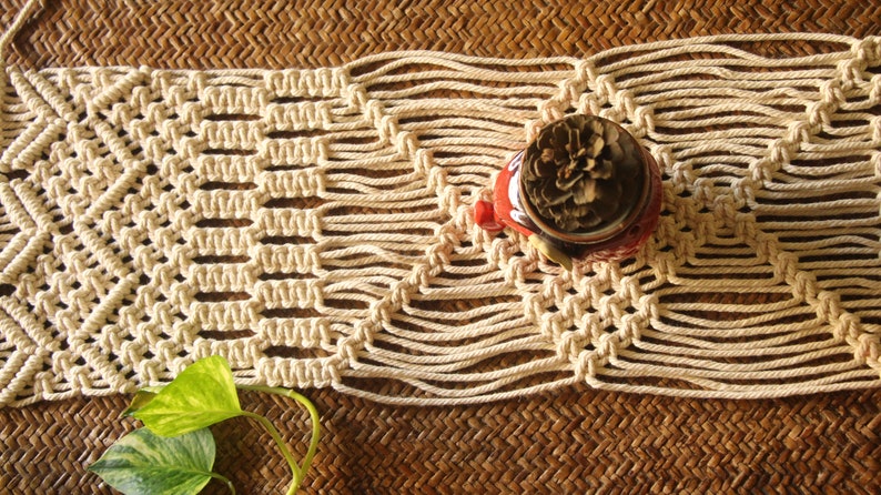 Ivory Macrame Table Runner Cotton Rope Table Runner Kitchen - Etsy