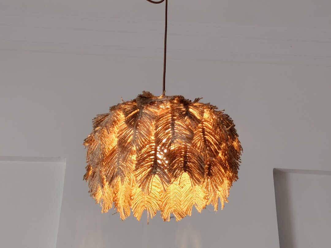 Boho Jute Pendant Light Handmade Jute Lampshade Macrame - Etsy