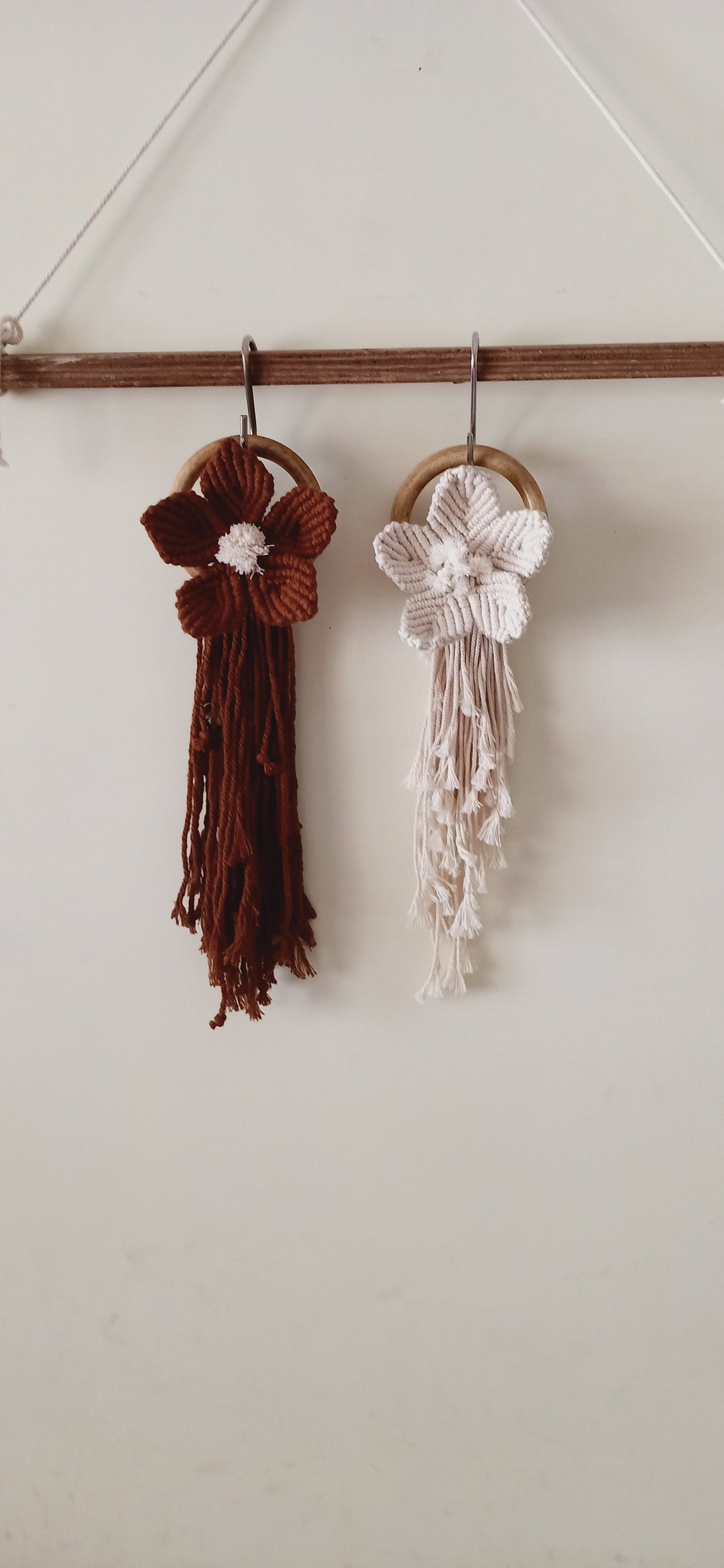 Macrame Flowers Wall Hanging Macrame Floral Wreath Macrame Feather Boho ...