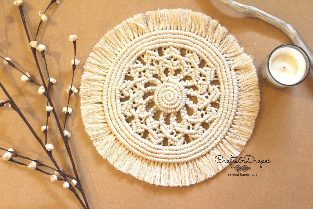 Large Macrame Placemat | Macrame Plant Mat | Macrame Pot Holder ...