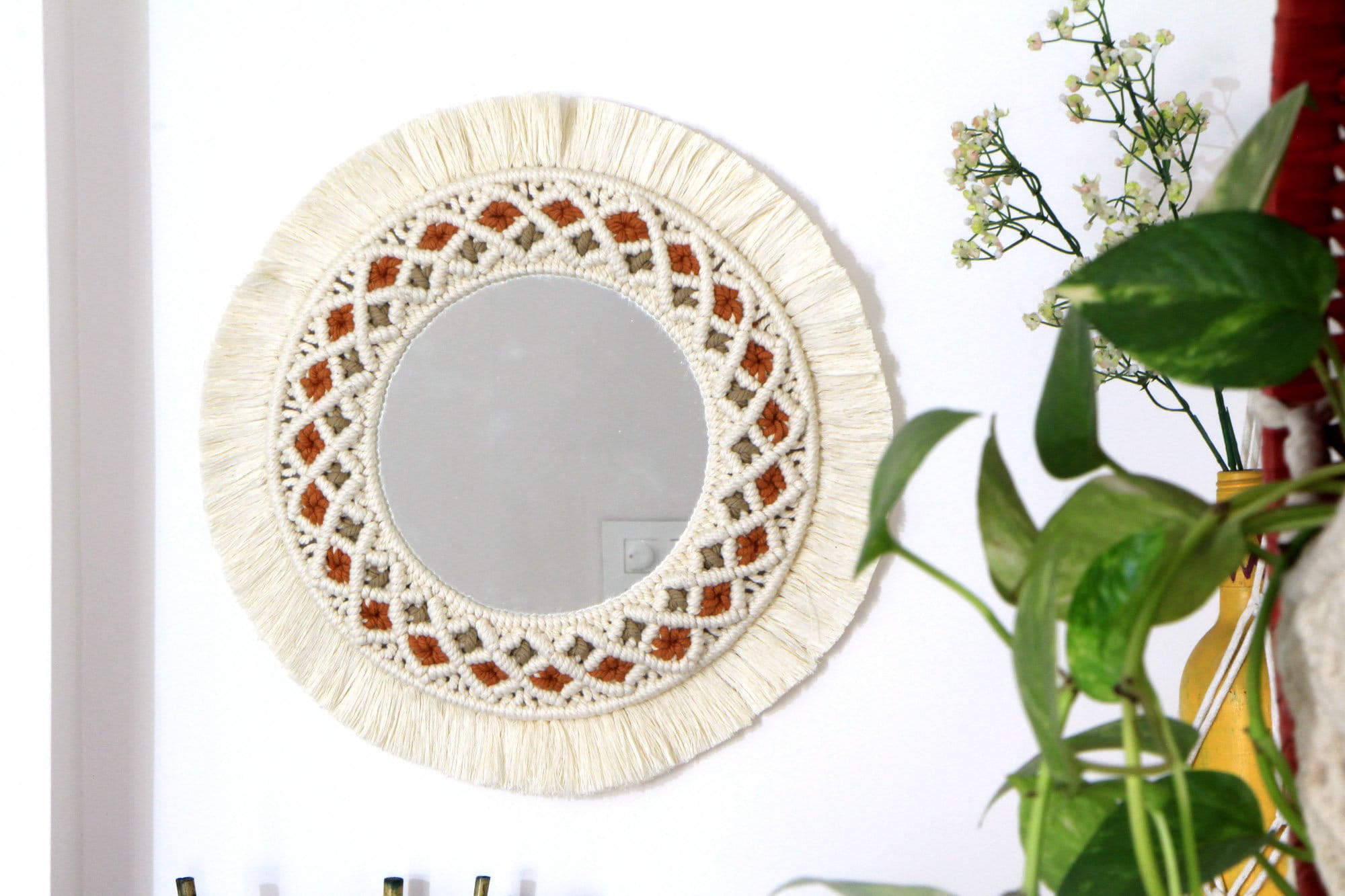 Boho Macrame Mirror Boho Wall Mirror Woven Wall Decor - Etsy