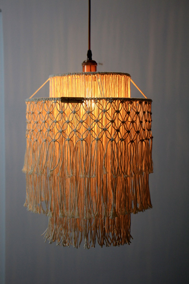 Boho Macrame Lampshade Rustic Raffia Lampshade Ceiling - Etsy