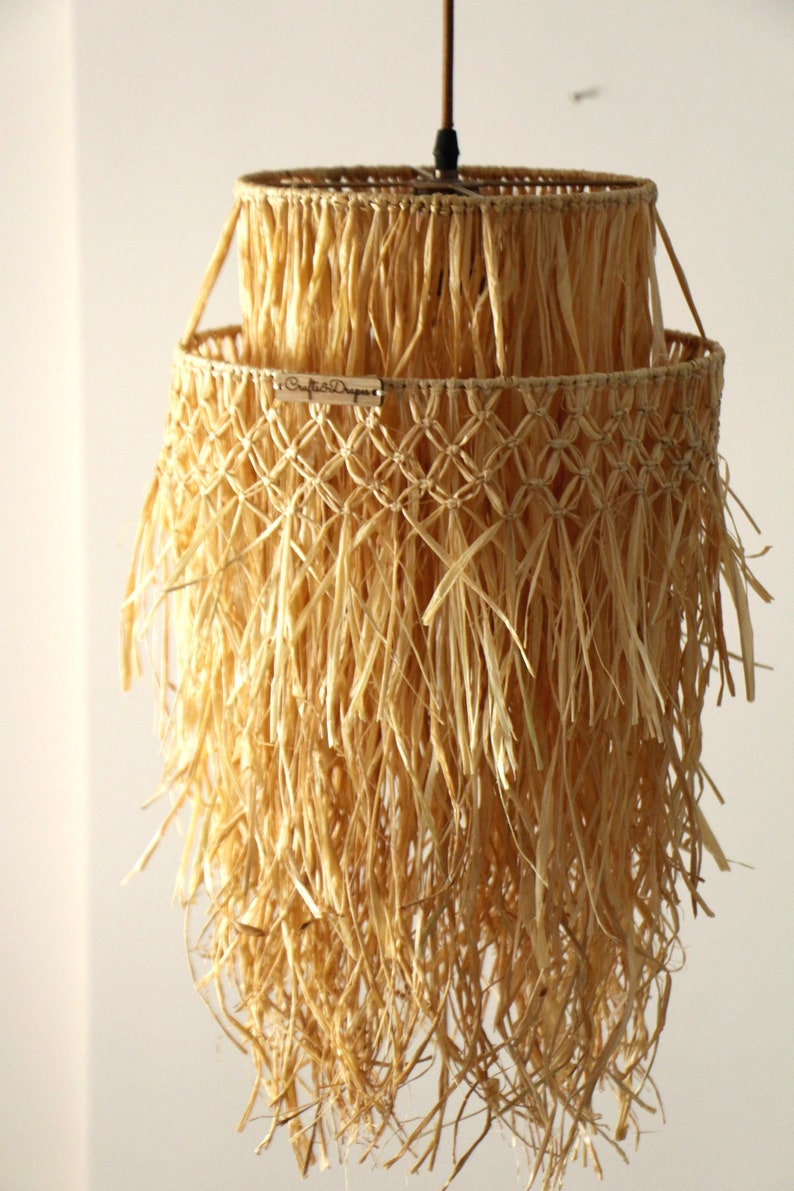 Boho Macrame Lampshade Rustic Raffia Lampshade Ceiling - Etsy