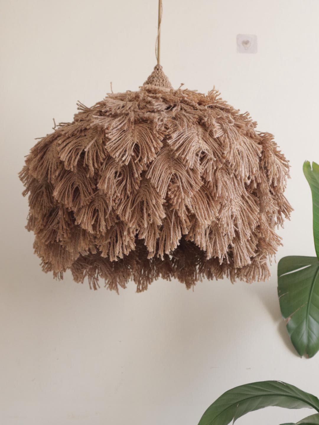 Boho Jute Pendant Light | Handmade Jute Lampshade | Macrame Chandelier ...
