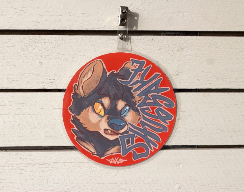 Custom Furry Convention Badge Circle Sketch Style | Etsy