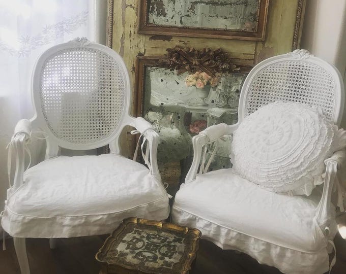 Rachel Ashwell Shabby Chic Couture Darcy ARM Chair Linen SLIPCOVER Set ...