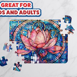 Lotus Flower, Stained Glass Design, Jigsaw Puzzle 120, 252, 500-pieces ...