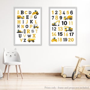 Construction Themed Educational Prints, Choose From Alphabet or Numbers ...