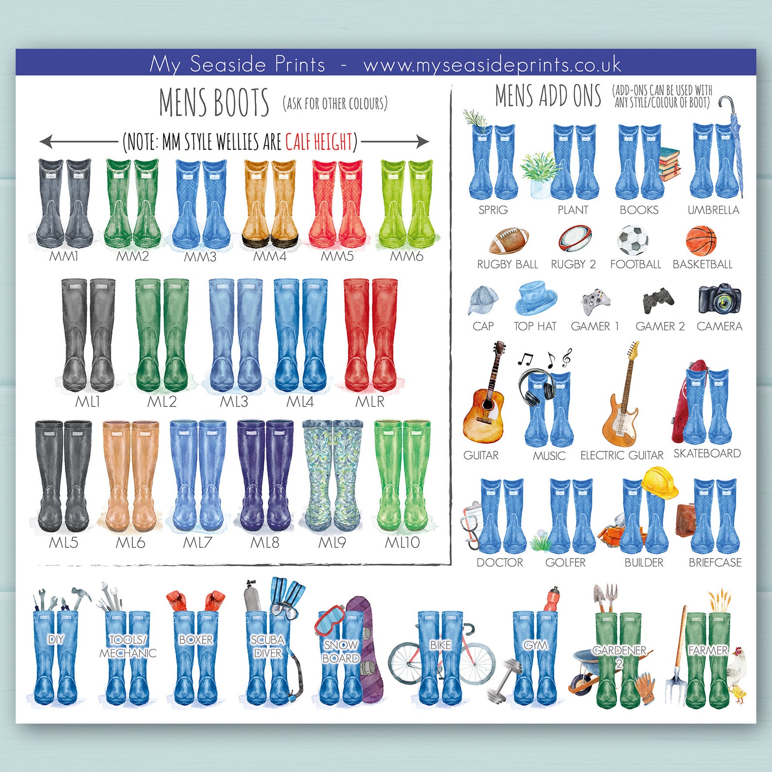 Welly Boot Personalised Family Print. Mothers Day Gift for Mum | Etsy UK