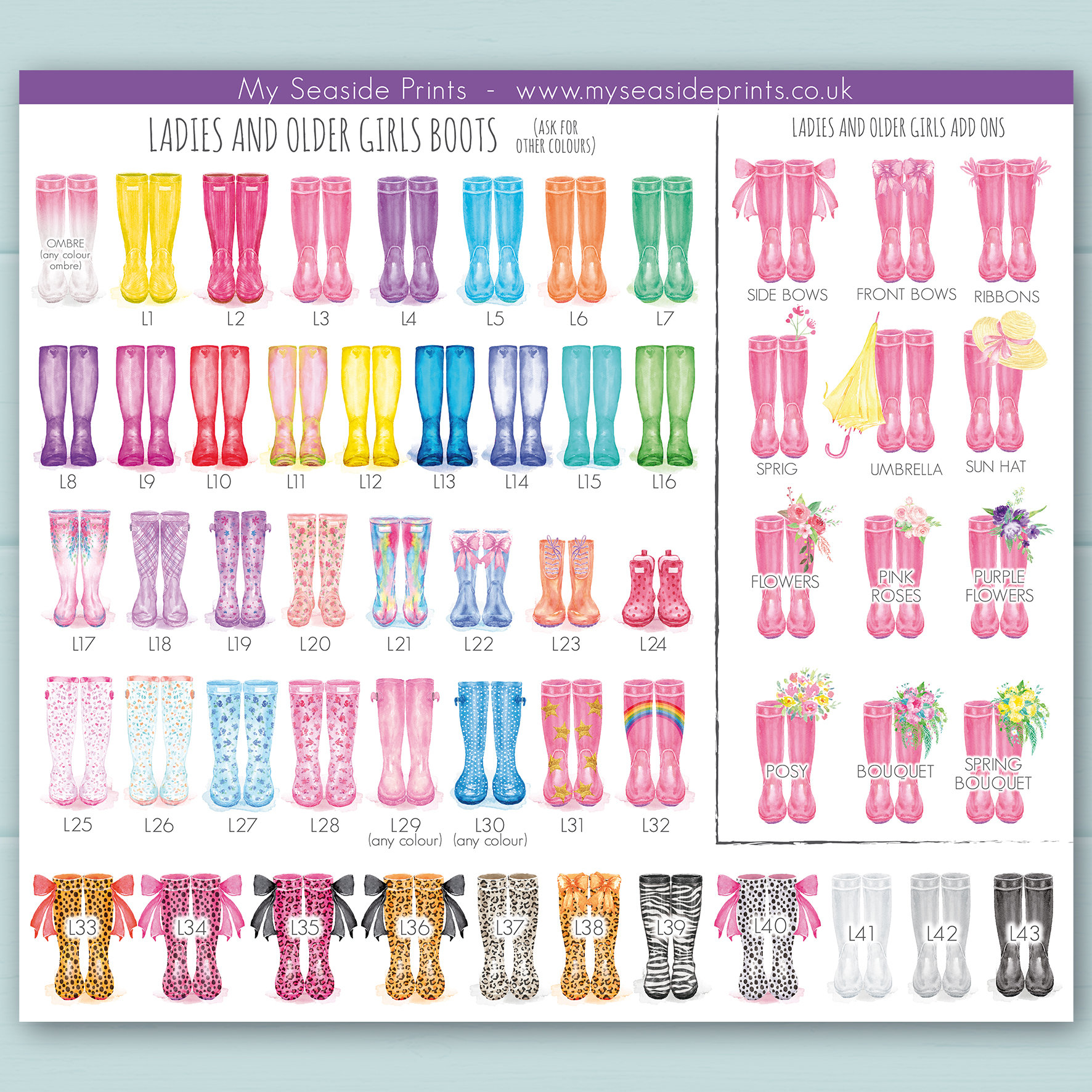 Welly Boot Personalised Family Print. Birthday Gift for Mum or - Etsy UK